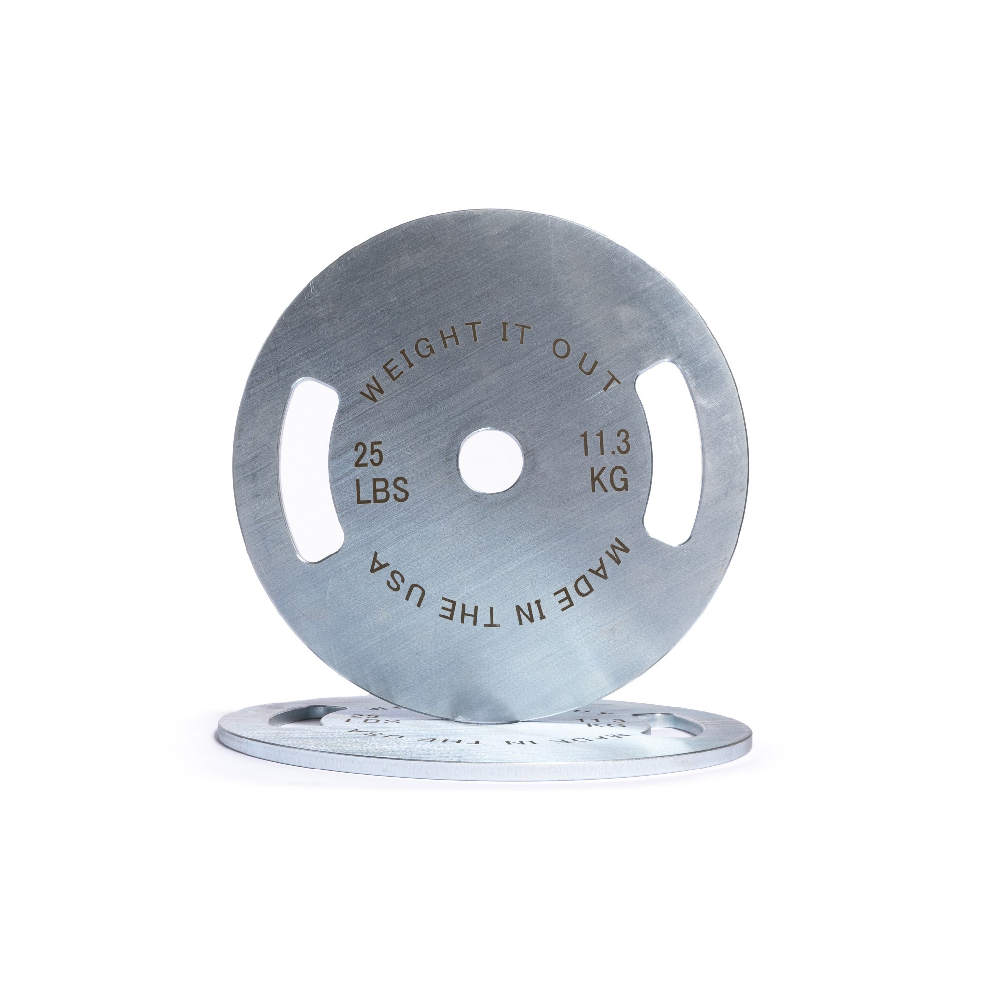 Solid Steel Calibrated Weight Plate Pairs - 25lb / Silver - Weight It Out